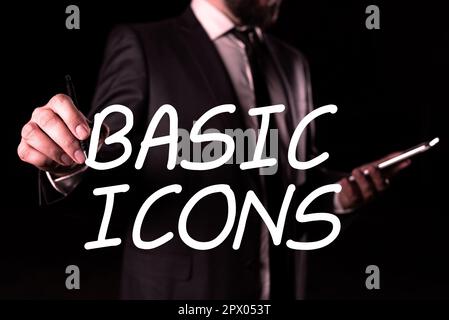 Hand writing sign Basic Icons. Business concept pictogram or ideogram ...