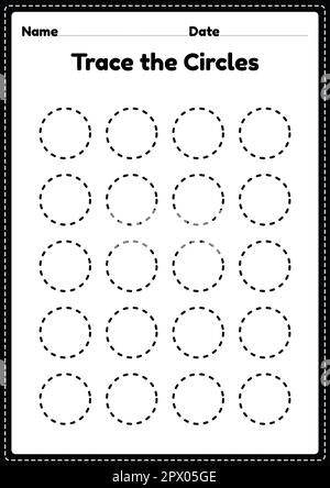Trace the circle worksheet for kindergarten and preschoolers kids for ...
