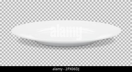 White round empty plate side view. Vector illustration isolated on ...