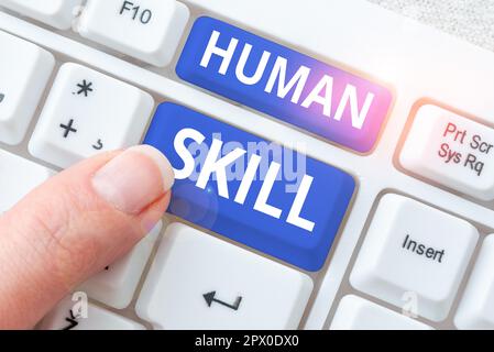 Hand writing sign Human Skill. Business idea involve the ability to ...