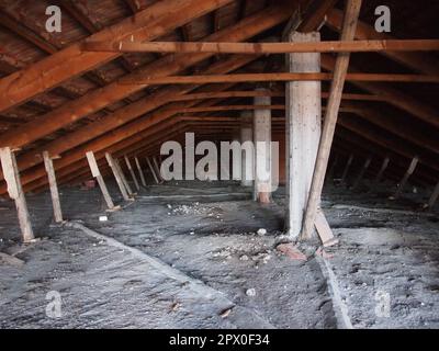 non habitable attic under roof with wooden beams Stock Photo - Alamy