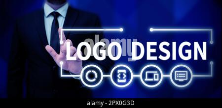 Text caption presenting Logo Design. Word Written on a graphic ...