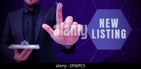 Hand writing sign New Listing. Business concept Renew plans goals ...