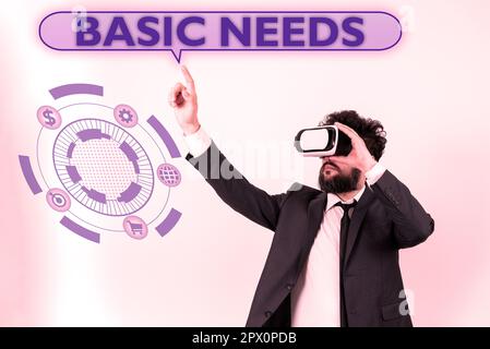 Text sign showing Basic Needs. Business photo text something that you ...