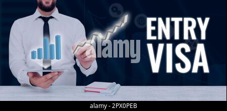 Text showing inspiration Entry Visa, Business showcase permission to ...