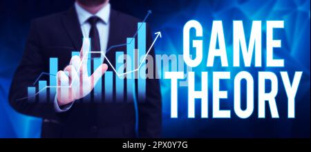 Sign displaying Game Theory, Word Written on branch of mathematics ...