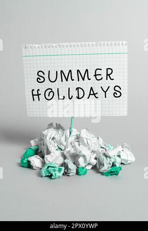 Writing displaying text Summer Holidays. Business showcase Vacation ...