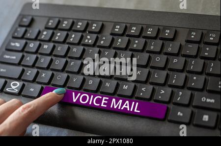 Text sign showing Voice Mail. Business idea Electronic system that ...