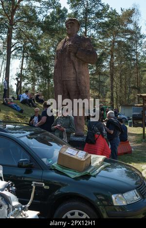 Monument at the former Soviet military airfield to the officers Captain ...