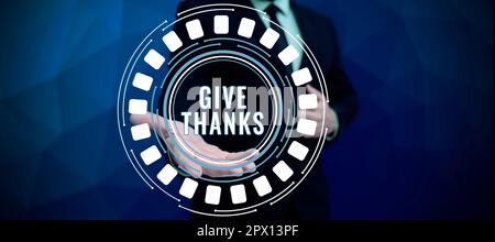 Writing note showing Give Thanks. Business concept for express ...