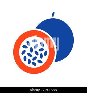 Passion fruit or maracuya vector glyph icon. Graph symbol for food and drinks web site, apps ...