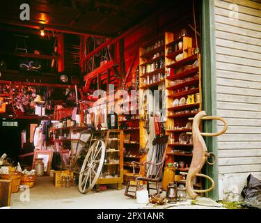 An antique wooden oxen yoke in the barn of the pioneer Cove Creek Ranch ...