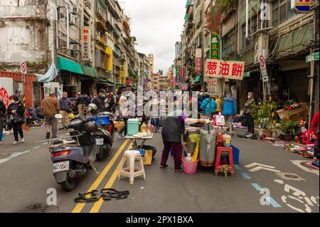 The weekend street market on Xichang Street, Taipei, Taiwan Stock Photo ...