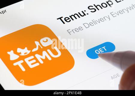 TEMU app seen on the ipad screen. Temu shop app is a new shopping ...