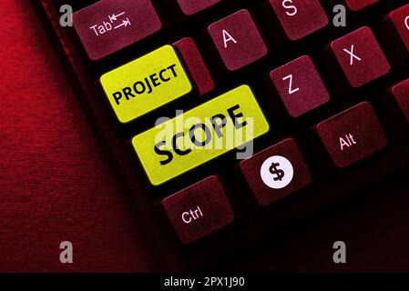 Conceptual caption Project Scope. Business concept evaluation of work ...