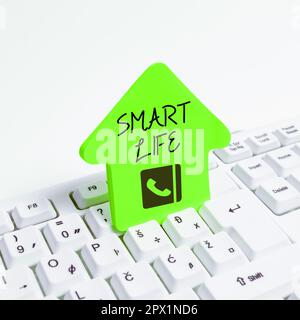 Conceptual caption Smart Life. Business showcase technology that works ...