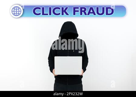 Handwriting text Click Fraud, Word for practice of repeatedly clicking ...
