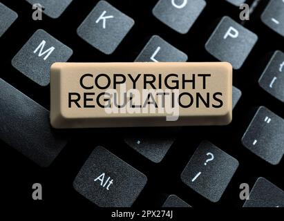 Handwriting text Copyright Regulations. Concept meaning body of law ...
