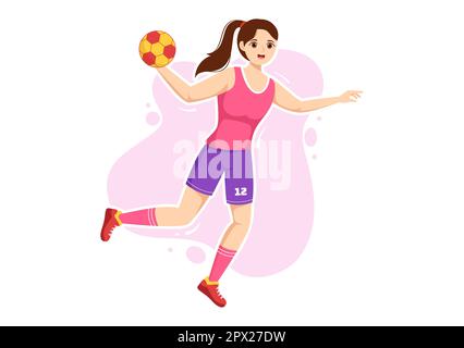 Handball Illustration of a Player Touching the Ball with His Hand and ...