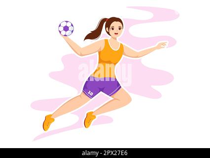 Handball Illustration of a Player Touching the Ball with His Hand and ...