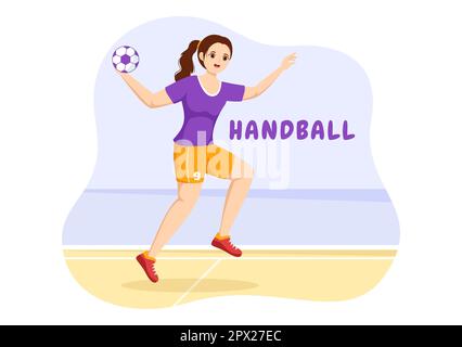 Handball Illustration of a Player Touching the Ball with His Hand and ...