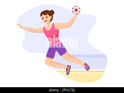 Handball Illustration of a Player Touching the Ball with His Hand and ...