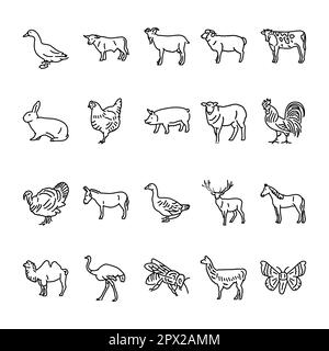 Silkworm black line icon. Farm animals. Pictogram for web page, mobile ...