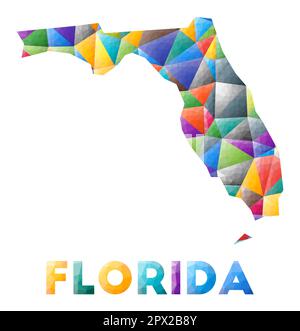Florida icon. Vector polygonal map of the US state. Florida icon in ...