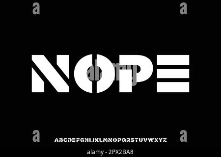 Strong bold sans serif stencil style alphabet display font vector ...