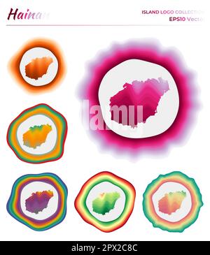 Hainan logo. Badge of the island. Layered circular sign around Hainan ...
