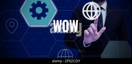 Text caption presenting Wow. Concept meaning Expressing astonishment ...