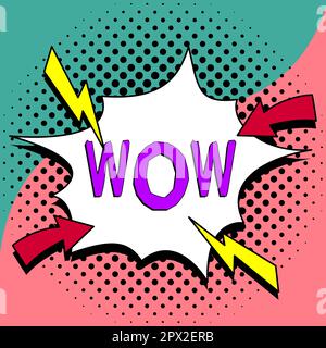 Text caption presenting Wow. Word Written on Expressing astonishment ...