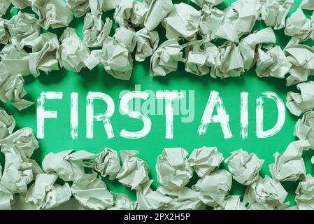 Writing displaying text First Aid. Business showcase Practise of ...