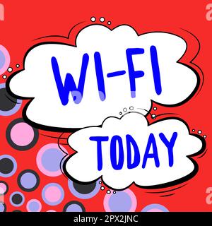 Hand writing sign Wi Fi, Word for radio technologies commonly used for ...
