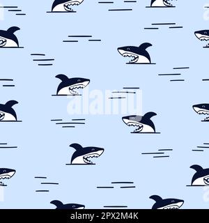 Seamless vector cartoon sharks pattern. Vector background Stock Vector ...