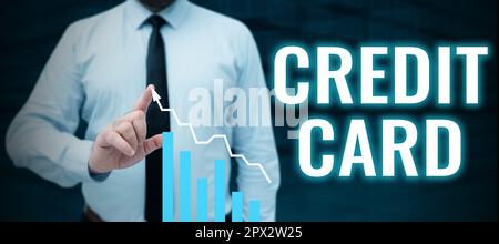 Hand writing sign Credit Card. Business approach an electronic and ...