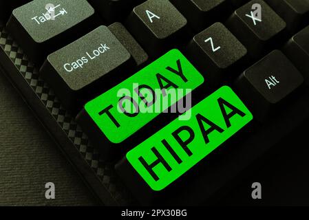 Hand writing sign Hipaa. Conceptual photo Acronym stands for Health ...