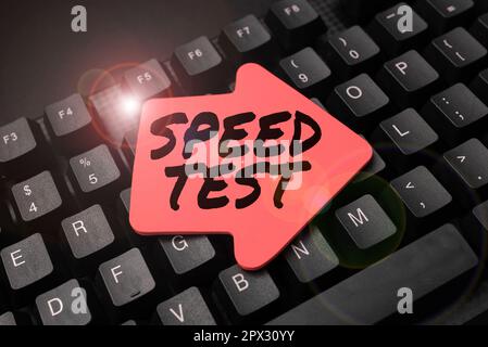 Text showing inspiration Speed Test. Word for psychological test for ...