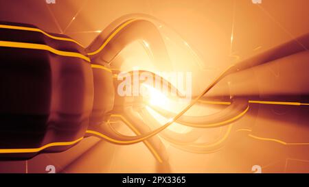 Futuristic fusion reactor, alien technology concept. Digital 3D ...