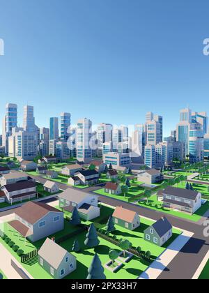 Clean, modern suburban neighborhood with nice houses and green spaces ...