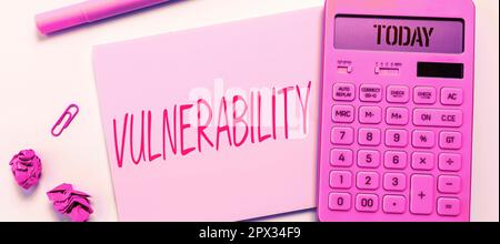 Handwriting text Vulnerability. Concept meaning State of being exposed ...