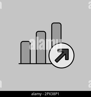 Growth graph outline grayscale icon. Finances sign. Graph symbol for ...