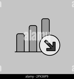 Decrease outline grayscale icon. Office sign. Graph symbol for your web ...
