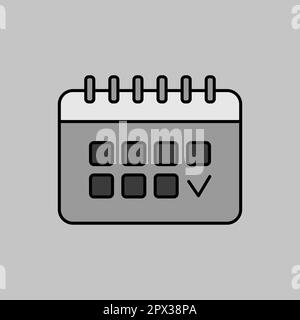 Calendar outline grayscale icon. Workspace sign. Graph symbol for your ...