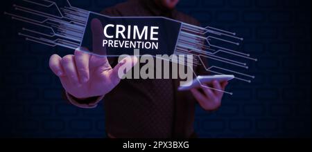 Hand writing sign Crime Prevention, Concept meaning Federal Offense ...