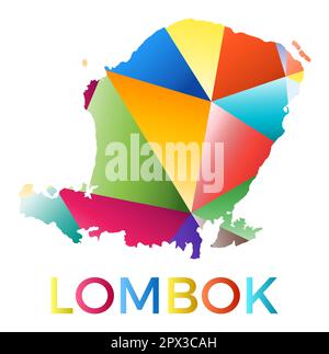 Lombok low poly logo. Colorful gradient travel logo of the island in ...