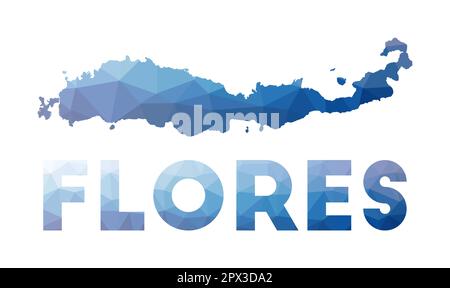 Map of Flores. Low poly illustration of the island. Purple geometric ...