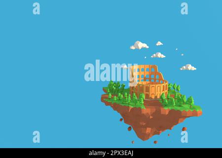 3D illustrator Colosseum, Rome, Italy. 3d rendering low polygon ...