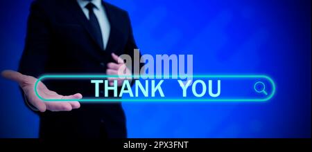 Conceptual display Thank You. Internet Concept replaying on something ...