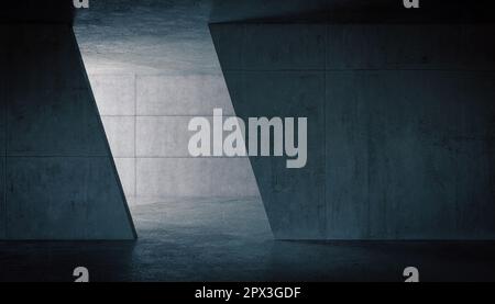 modern reinforced concrete interior, diagonal elements and light on one ...